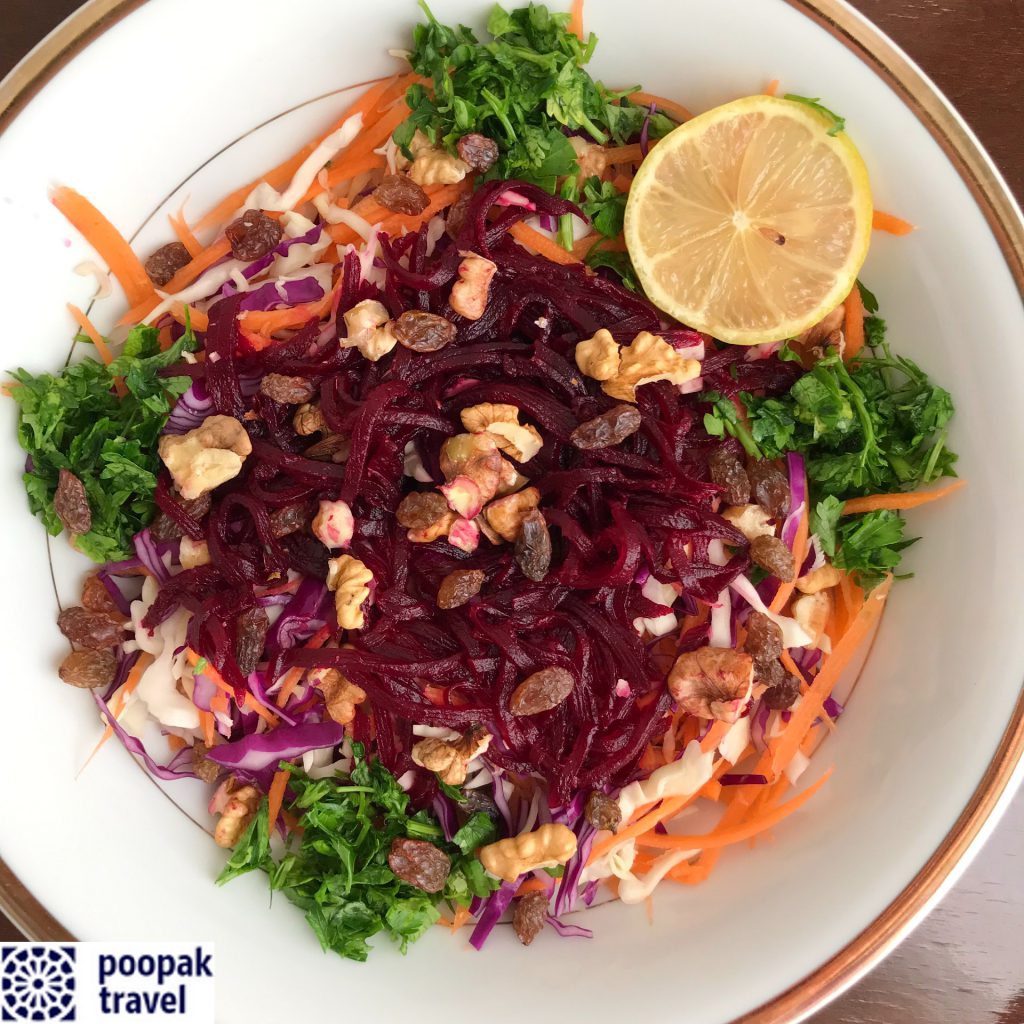 سالاد لبو و کلم سفید و قرمز مجلسی با سس ماست مخصوص و خوشمزه - پوپک تراول